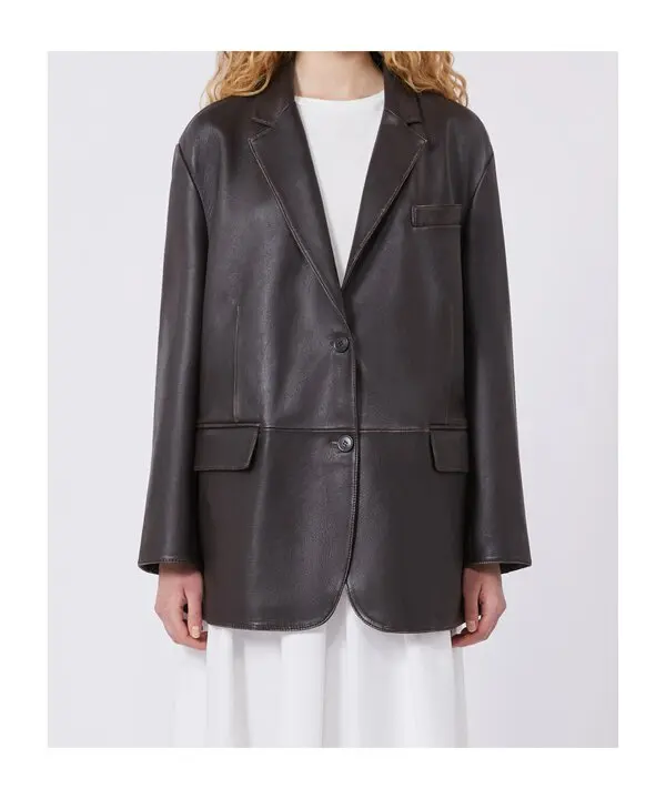 Max Mara Wkdpila Leather Jacket - Black