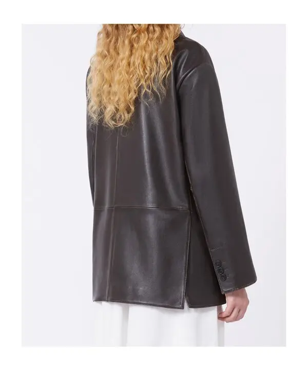 Max Mara Wkdpila Leather Jacket - Black