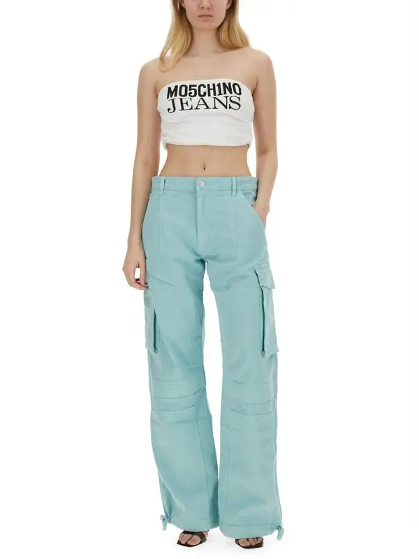 Moschino Multi-pocket Cargo Pants With Drawstring Ankles - Blue