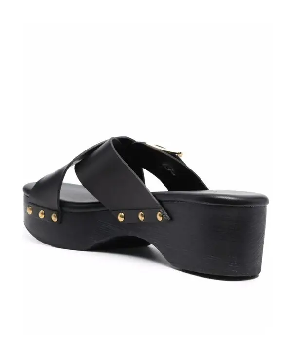 ANCIENT GREEK SANDALS Leather Logo Buckle Platform Sandals
