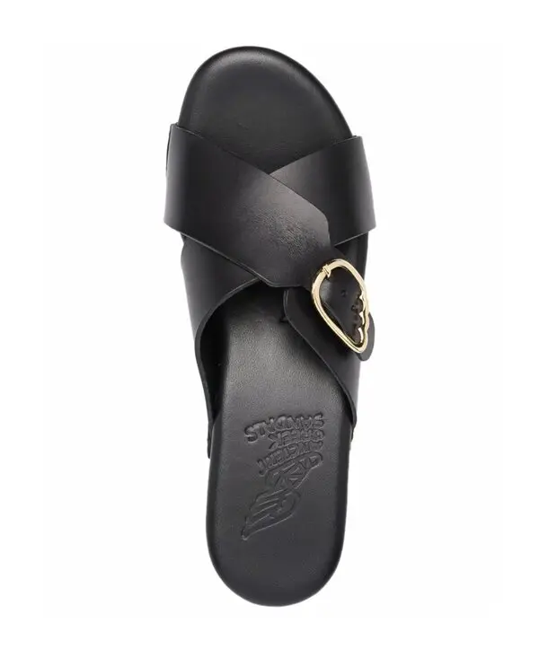 ANCIENT GREEK SANDALS Leather Logo Buckle Platform Sandals