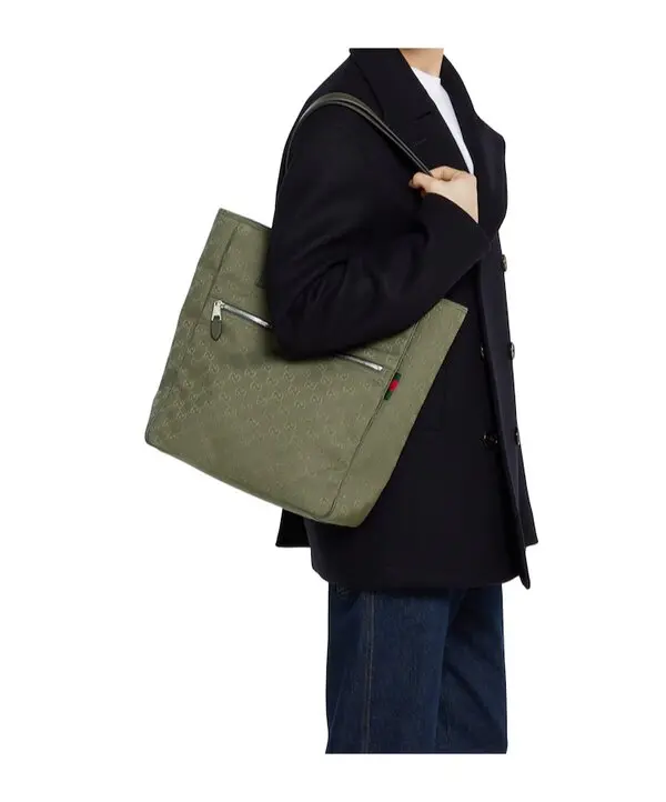 Gucci Gg Monogram Tote Bag - Forest Green