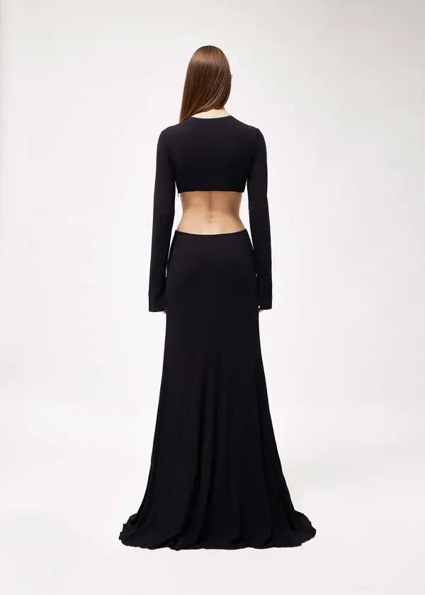 Blumarine Rose Detailed Cut-out Long Dress