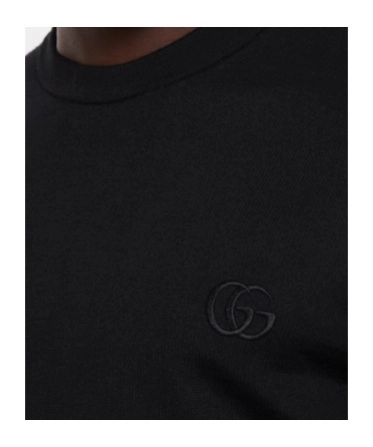 Gucci Knit Wool Sweater With Double G Embroidery - Black