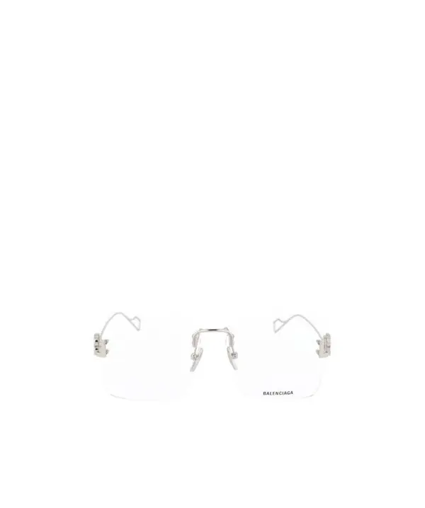 Balenciaga Bb Rimless Square Frame Eyeglasses - Silver