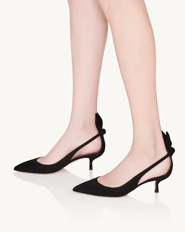 AQUAZZURA Bow Detail Pointed Toe Pumps - Black
