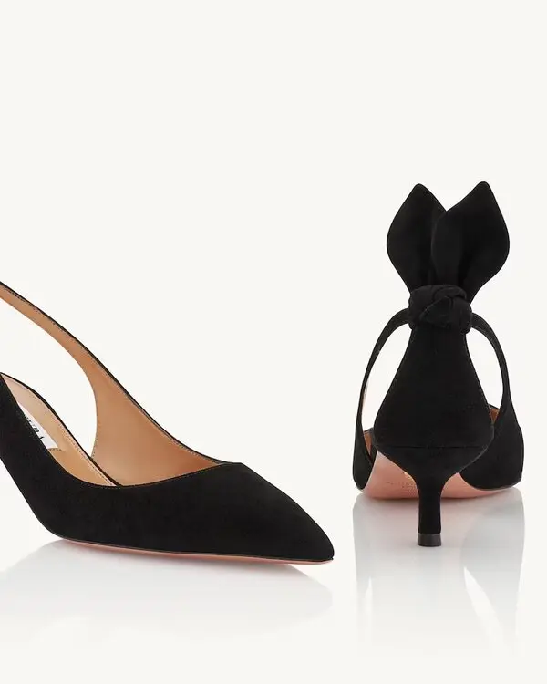 AQUAZZURA Bow Detail Pointed Toe Pumps - Black