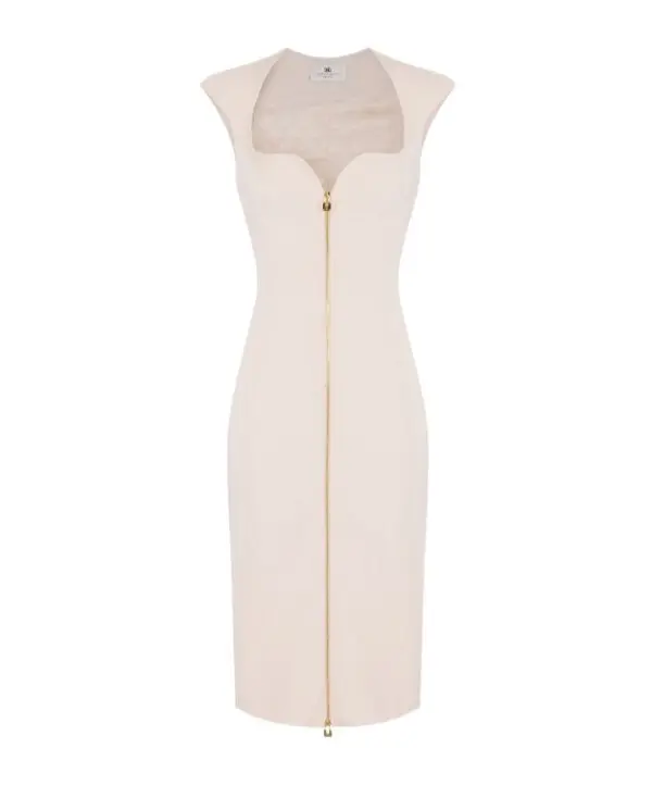 Elisabetta Franchi Zip-front Fitted Dress - Butter