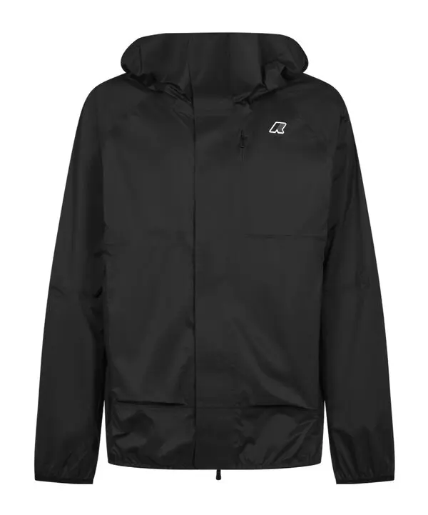 K-WAY Long-sleeved Hooded Jacket With Embroidered Logo - Black