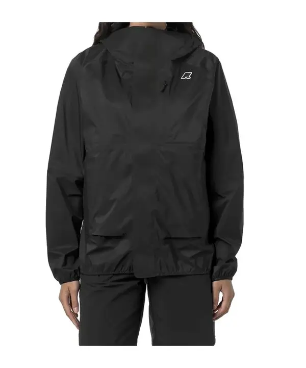 K-WAY Long-sleeved Hooded Jacket With Embroidered Logo - Black