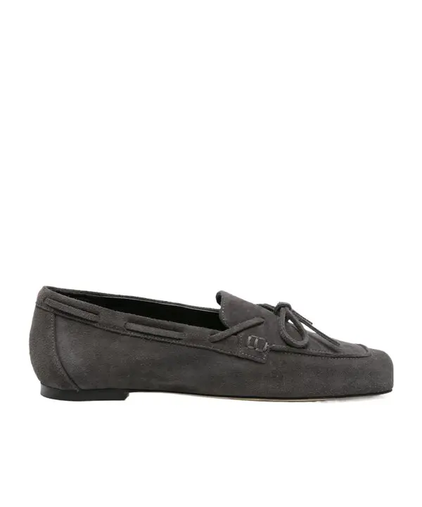 AeydĒ Suede Loafers With Bow Detailing - Charcoal
