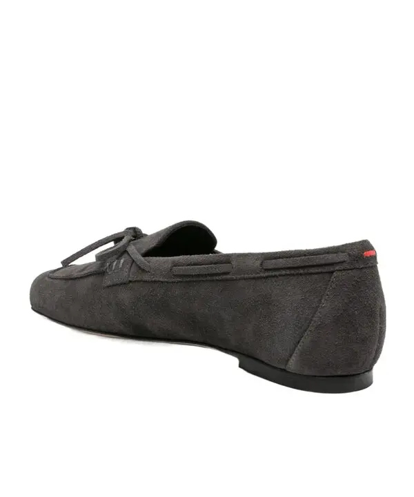 AeydĒ Suede Loafers With Bow Detailing - Charcoal