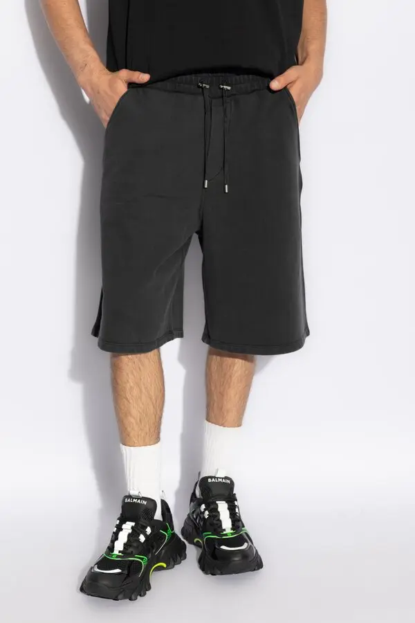 Balmain Logo Embroidered Bermuda Shorts - Black