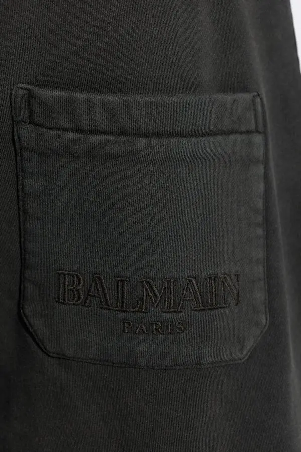 Balmain Logo Embroidered Bermuda Shorts - Black
