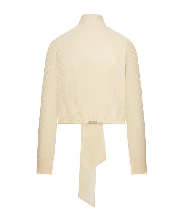 Gucci Gg Silk Jacquard Blouse With Bow Detail