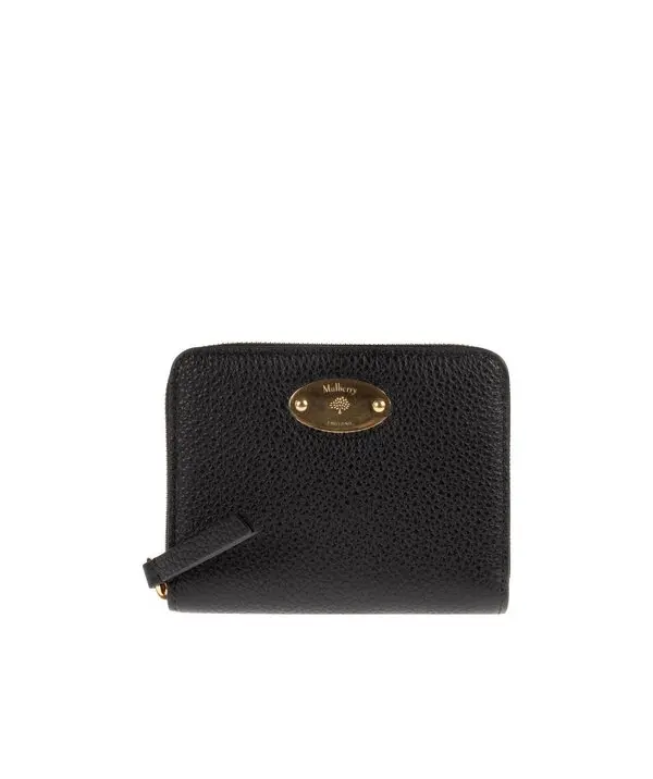 Mulberry Logo Plaque Zipped Purse - Black