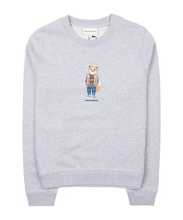 Maison Kitsuné Round Neck Long Sleeve Sweater - White
