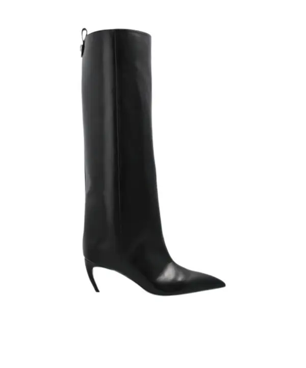 Attico The Lea Pointed Toe Stiletto Heel Boots - Black