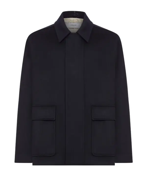 LARDINI Patch-pocket Shirt Jacket - Blue