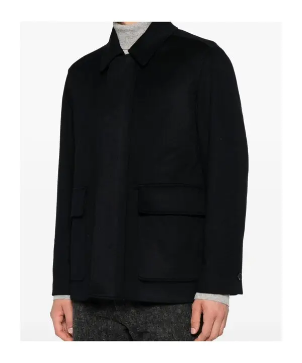 LARDINI Patch-pocket Shirt Jacket - Blue