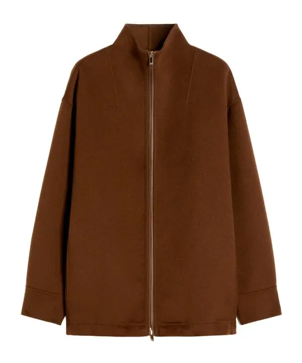 Max Mara High Neck Zipped Jacket - Chocolate