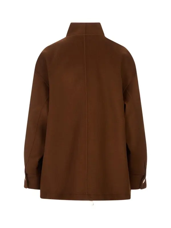 Max Mara High Neck Zipped Jacket - Chocolate