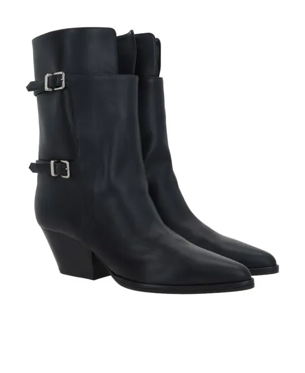 SERGIO ROSSI Pointed Toe Buckled Ankle Boots