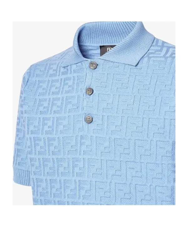 Fendi Ff Short Sleeved Knitted Polo Shirt