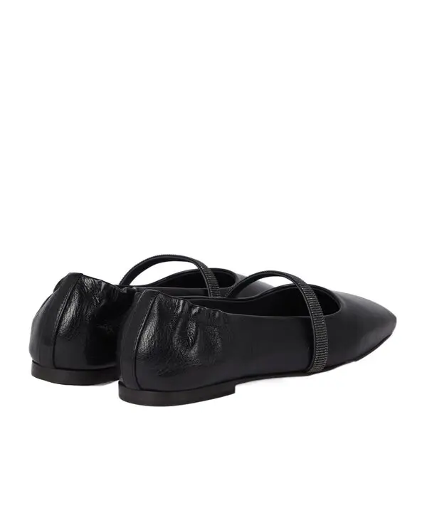 Brunello Cucinelli Square Toe Embellished Ballerina Flats