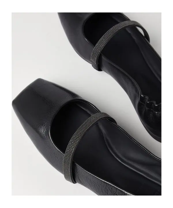 Brunello Cucinelli Square Toe Embellished Ballerina Flats