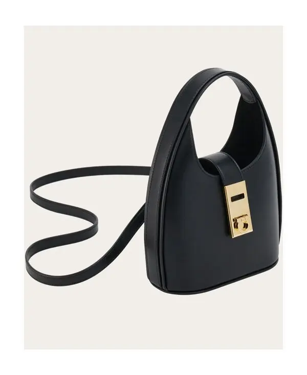 FERRAGAMO Gancini-buckle Mini Hobo Bag - Black