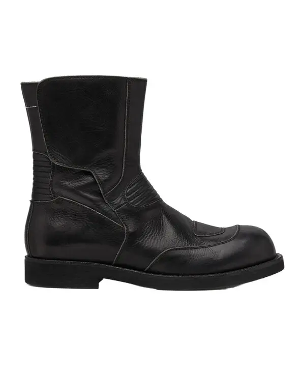 MAISON MARGIELA Leather Ankle Biker Boots - Black