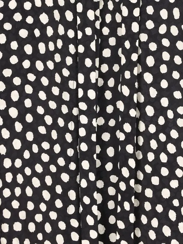 Chloé Polka-dot Long Sleeve Shirt With Lace-up Front - Black/beige