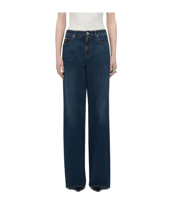 Alexander McQueen Logo Patch Wide-leg Jeans