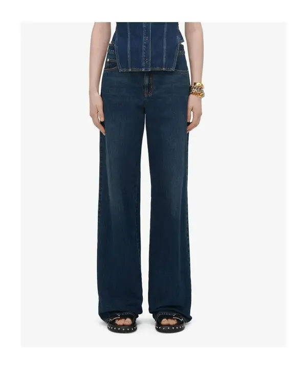 Alexander McQueen Logo Patch Wide-leg Jeans