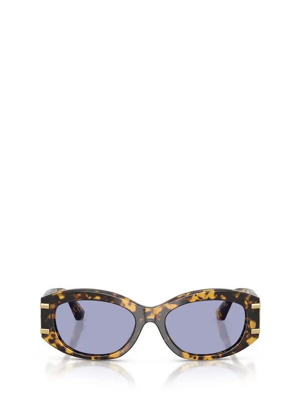 Dolce & Gabbana Oval Frame Sunglasses With Gold Tone Logo