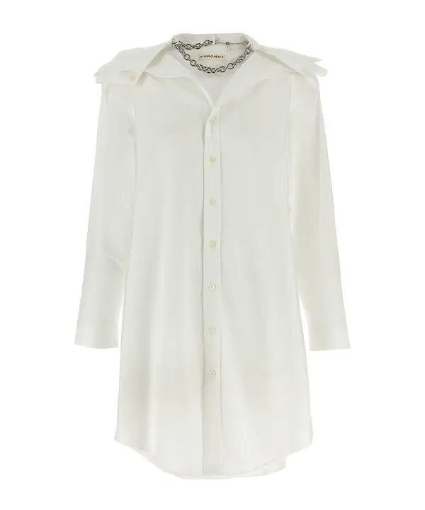 Y/project Asymmetrical Hemmed Shirt Dress With Detachable Chain Detail