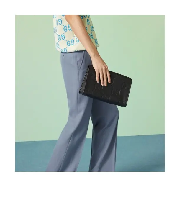 Gucci Jumbo Gg Zipped Clutch Bag