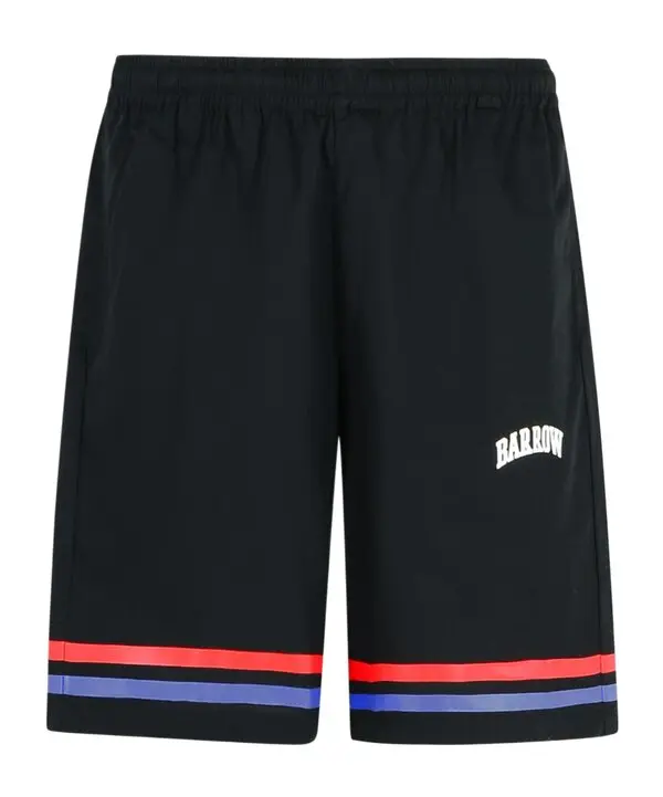 BARROW Logo Printed Knee-length Shorts - Black