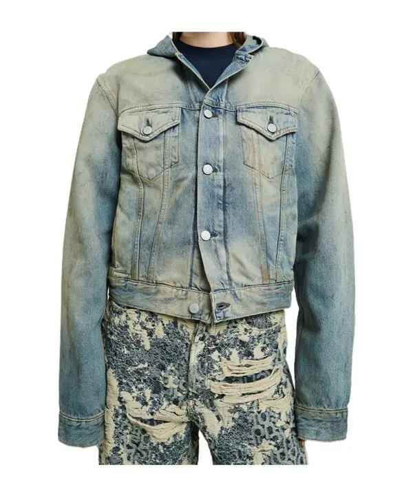 Acne Studios Hooded Denim Jacket - Gray