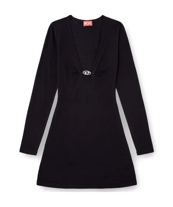 DIESEL® M-placky Mini Dress With Deep V-neck And Metal D Detail - Dark Blue