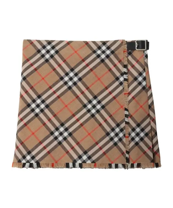 Burberry Checked Pleated Mni Skirt - Brown