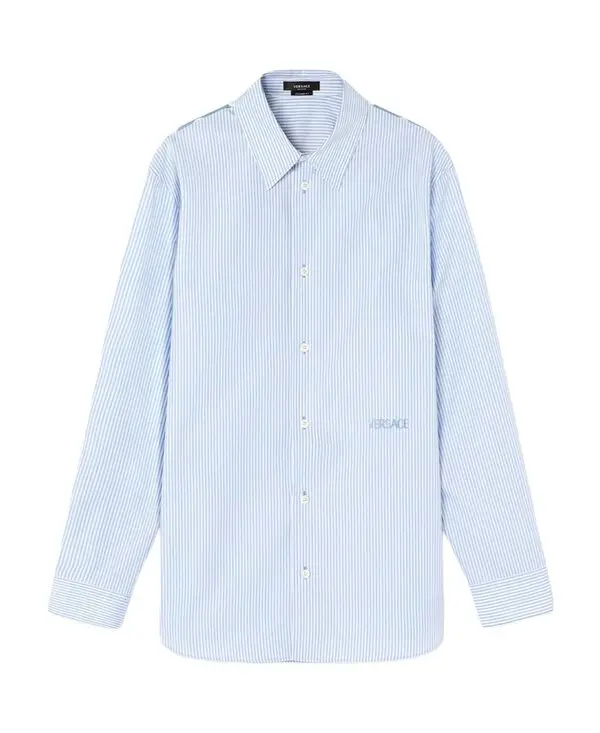 Versace Seashell Baroque Striped Buttoned Shirt