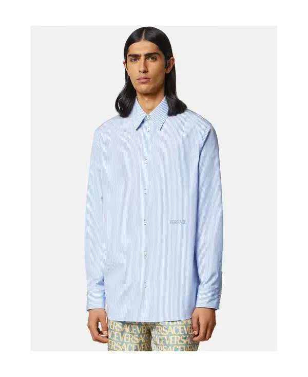 Versace Seashell Baroque Striped Buttoned Shirt