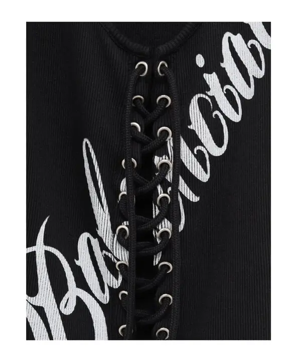 Balenciaga Lace-up Tank Top With Printed Text