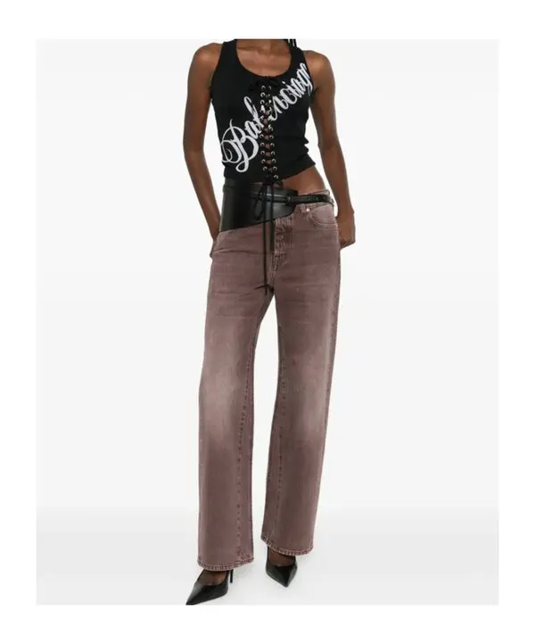Balenciaga Lace-up Tank Top With Printed Text