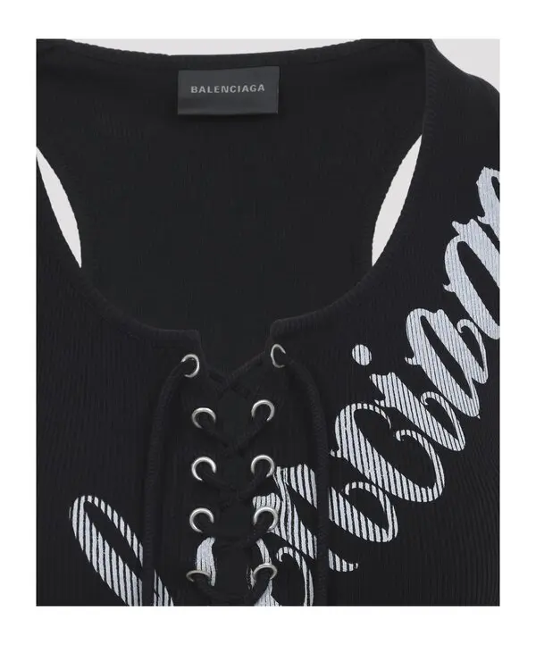 Balenciaga Lace-up Tank Top With Printed Text