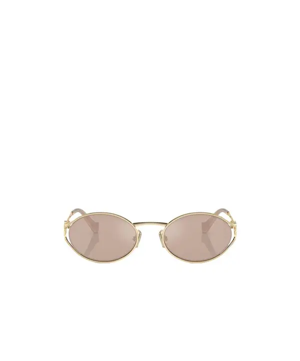 Miu Miu Oval Frame Sunglasses - Faint Golden