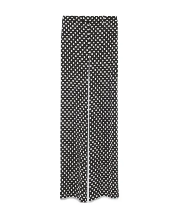 Saint Laurent Polka Dot High Waist Wide Leg Trousers - Black