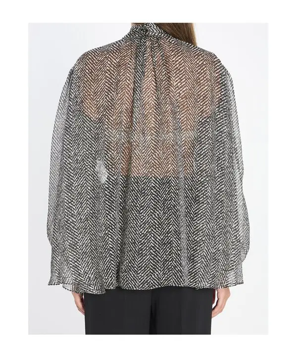 Dolce & Gabbana Chevron Print Pussy-bow Blouse